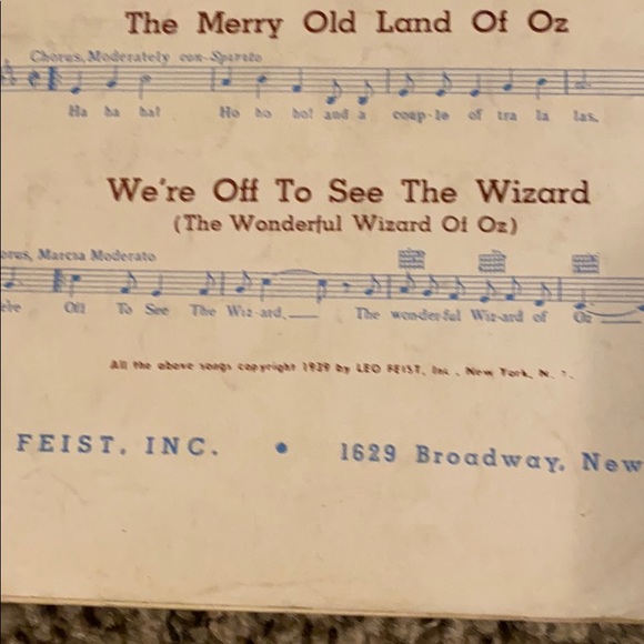 Other | Vintage Sheet Music The Wizard Of Oz | Poshmark